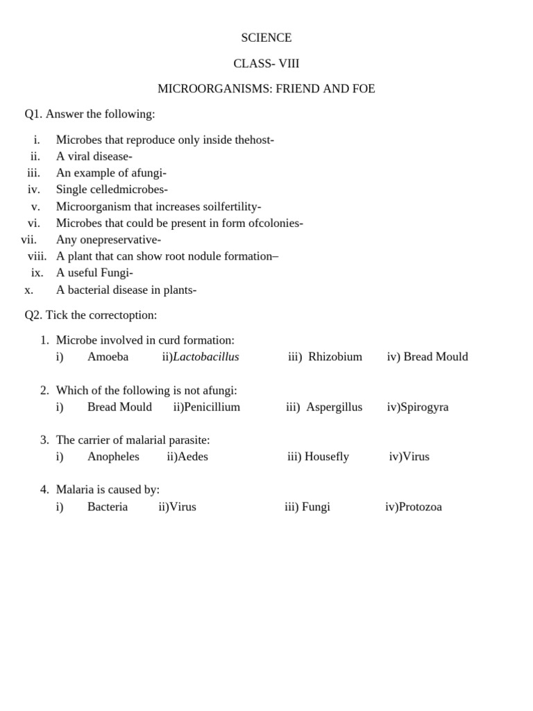 Microorganisms: Friends and Foes in Science | PDF | Microorganism ...