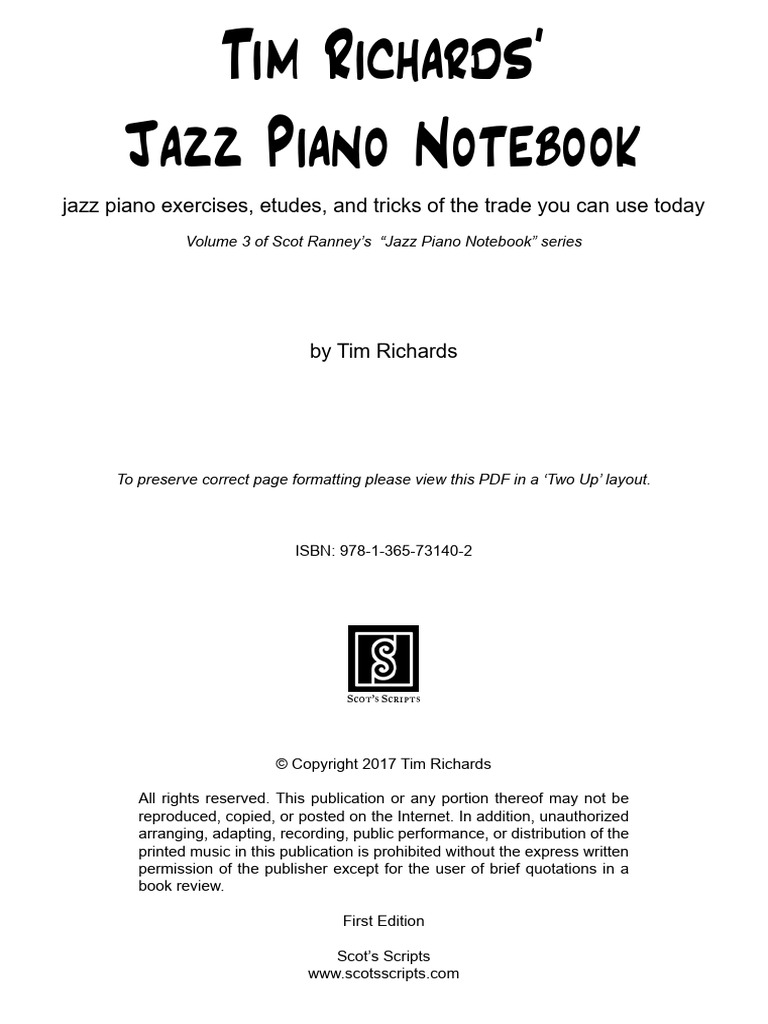 Tim Richard S Jazz Piano Notebook Volume 3 of Scot Ranney S Jazz Piano ...