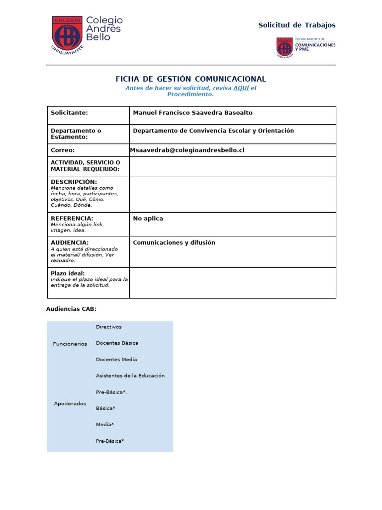 Ficha de Gestión Comunicacional | PDF