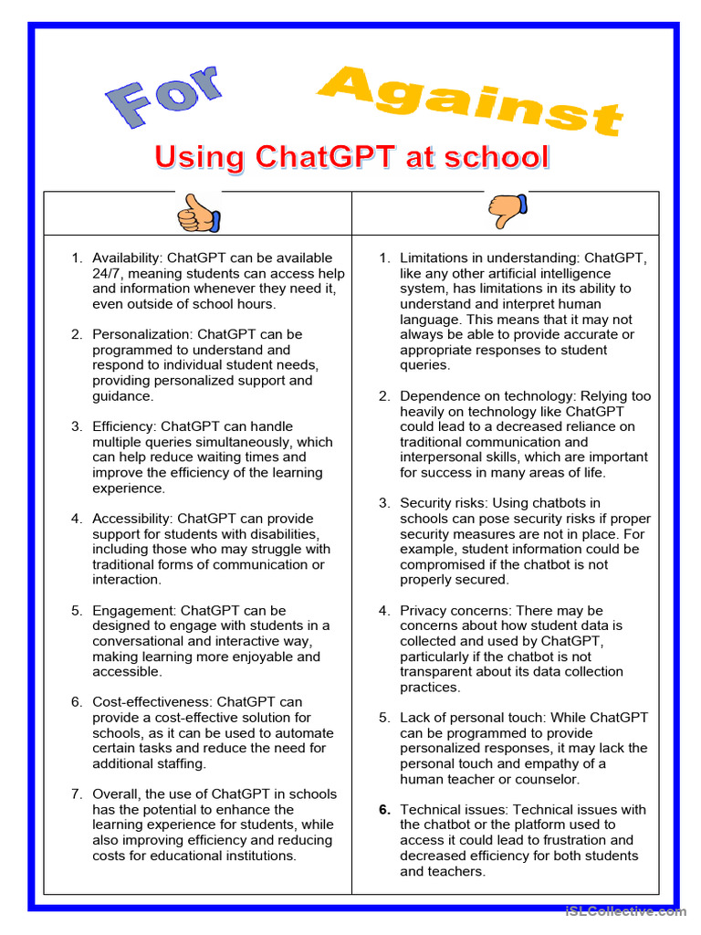 ChatGPT in Schools: Pros & Cons | PDF | Communication | Cognition