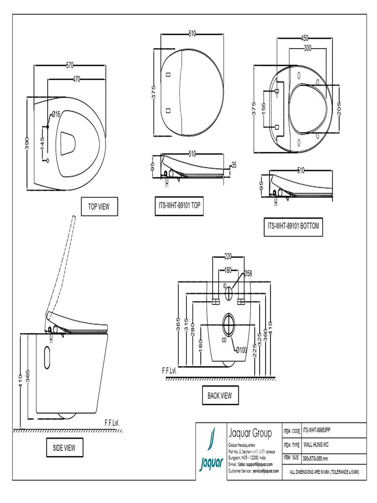 Wall Hung WC Dimensions: ITS-WHT-89953PP | PDF