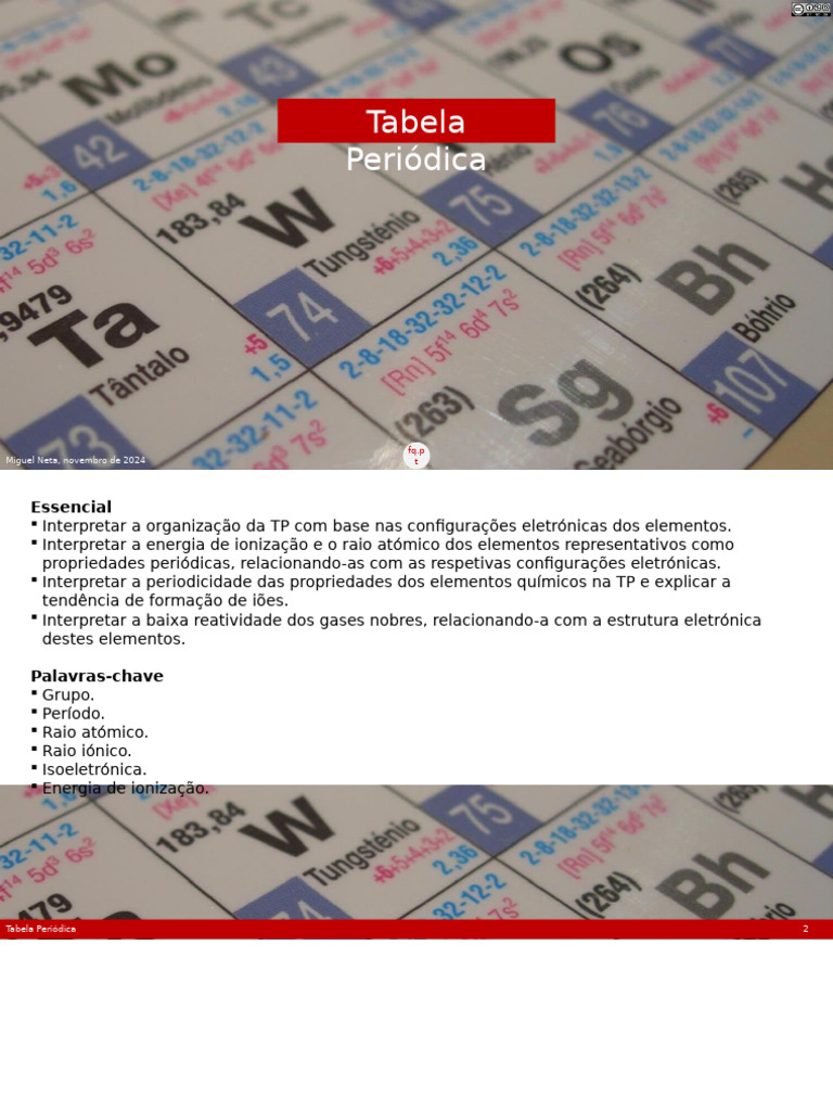 10ano-Q-1-3-tabela-periodica | PDF | Tabela periódica | Átomos