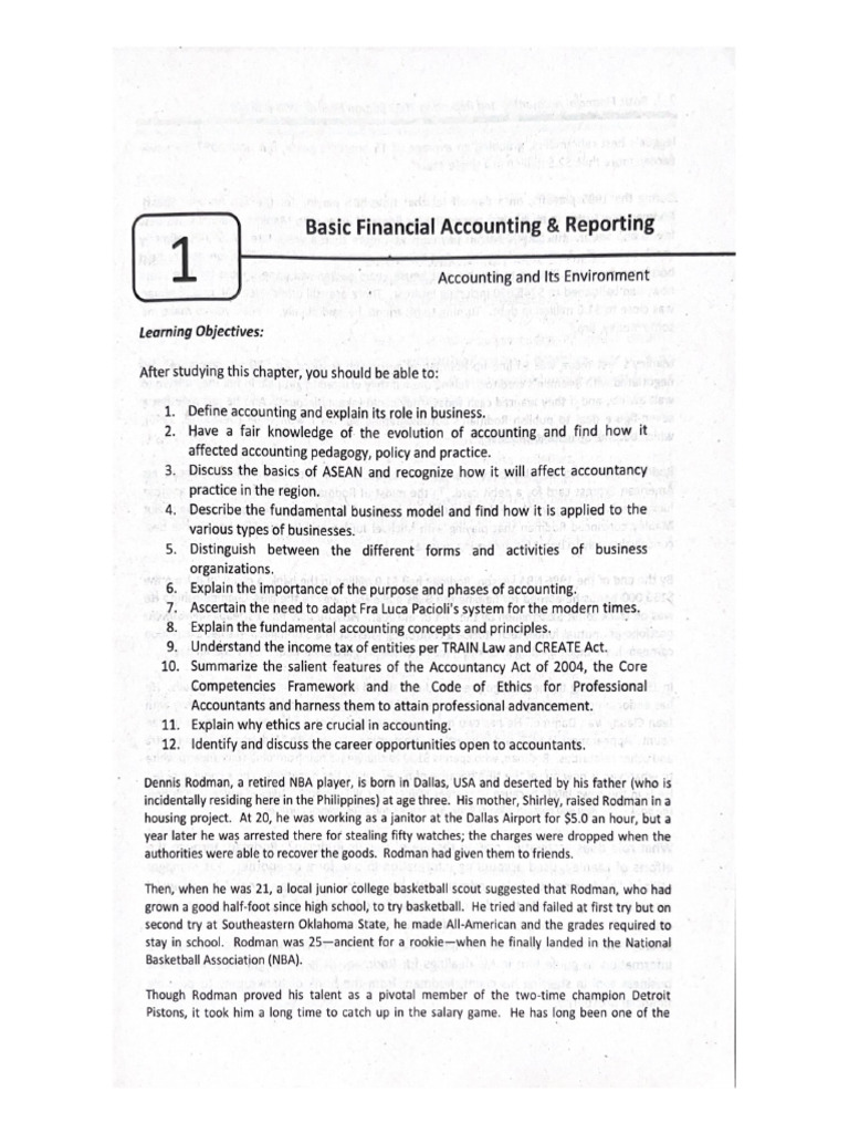 Basic Financial Accounting and Reporting Chap 1-2 | PDF