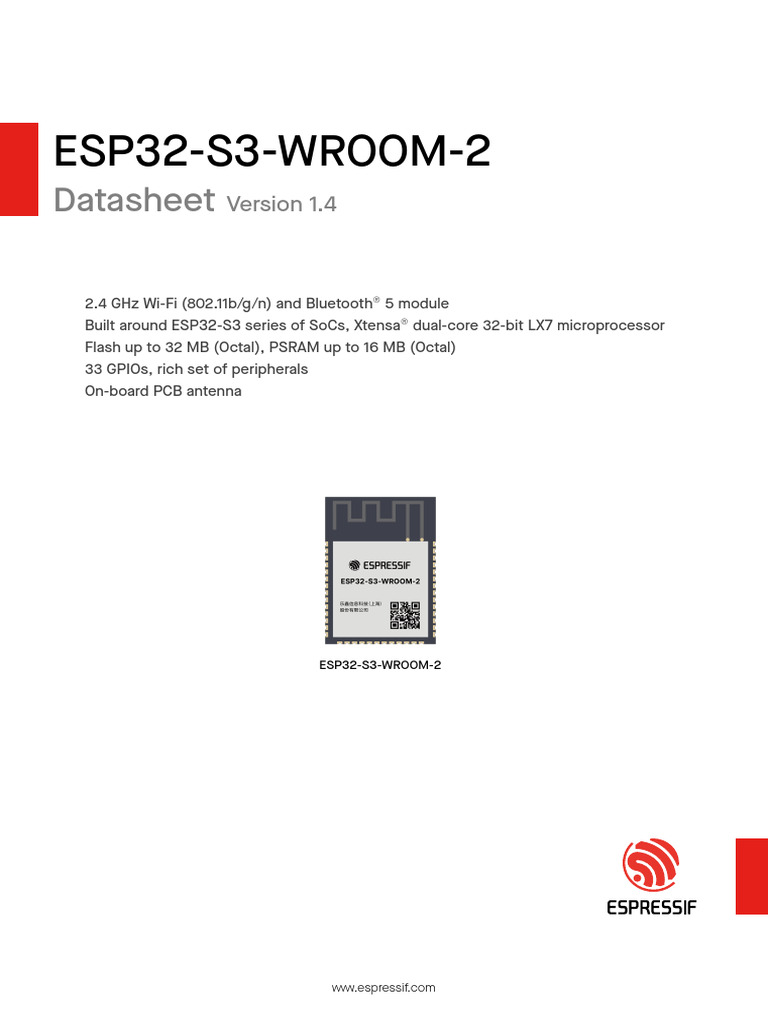 Esp32 s3 Wroom 2 - Datasheet - en | PDF | Microcontroller | Booting