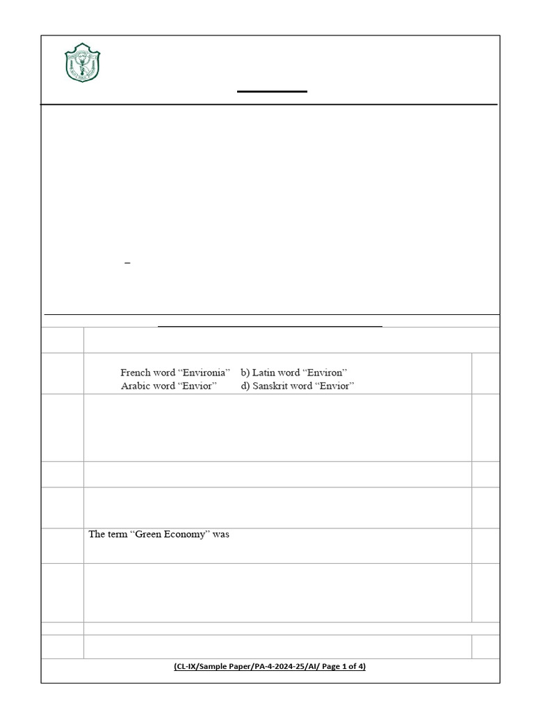 Class 9 AI Sample Paper 2024-25 | PDF | Artificial Intelligence ...