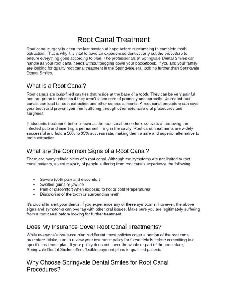 Springvale's Trusted Root Canal Care | PDF | Dentistry | Health Care