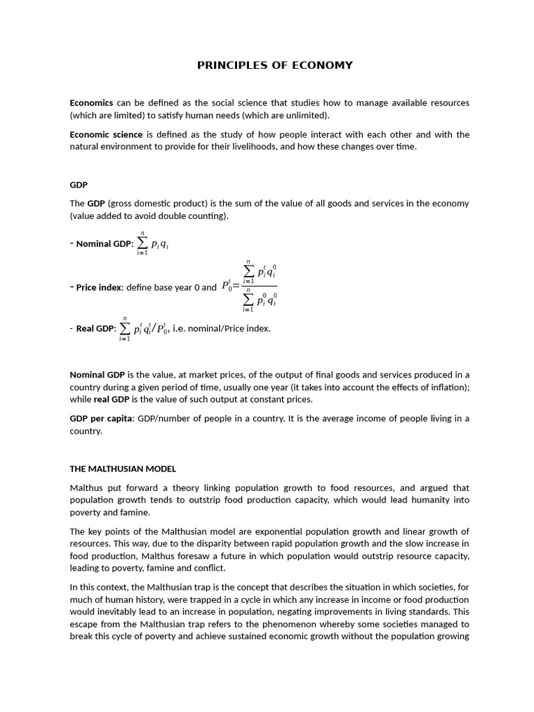 PRINCIPLES OF ECONOMY | PDF | Labour Economics | Economic Growth