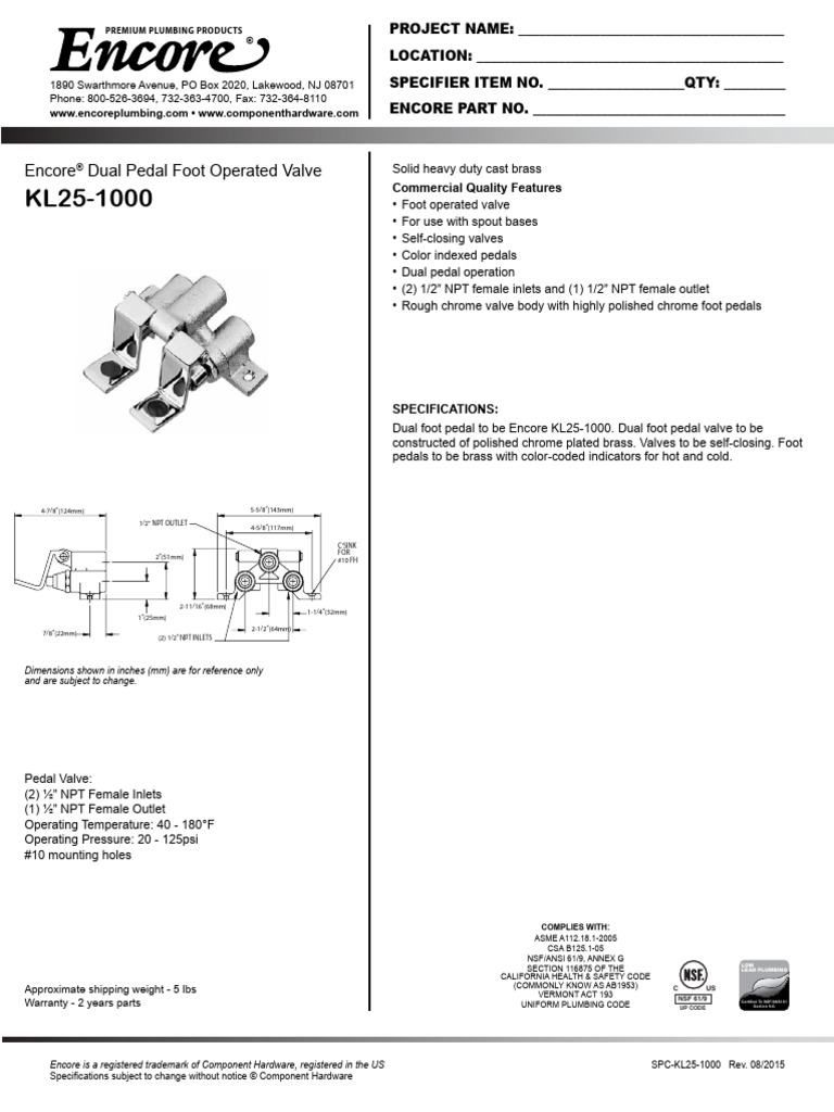 SPC-KL25-1000 | PDF | Valve | Mechanical Engineering