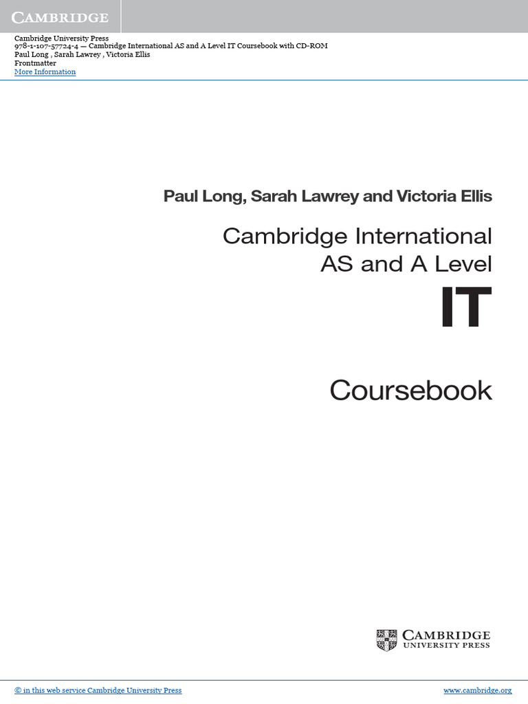 Cambridge International A Level Course Book by Paul Long, Sarah Lawrey ...