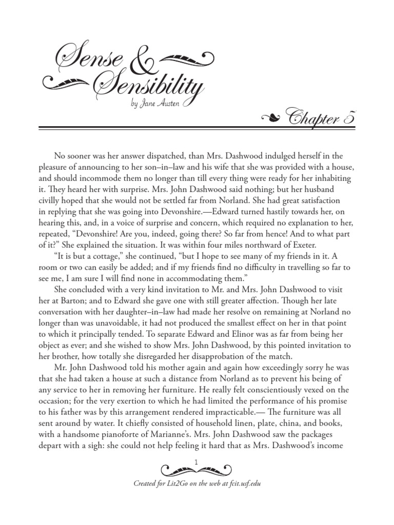 Sense and Sensibility 005 Chapter V | PDF | Elinor Dashwood | Sense And Sensibility