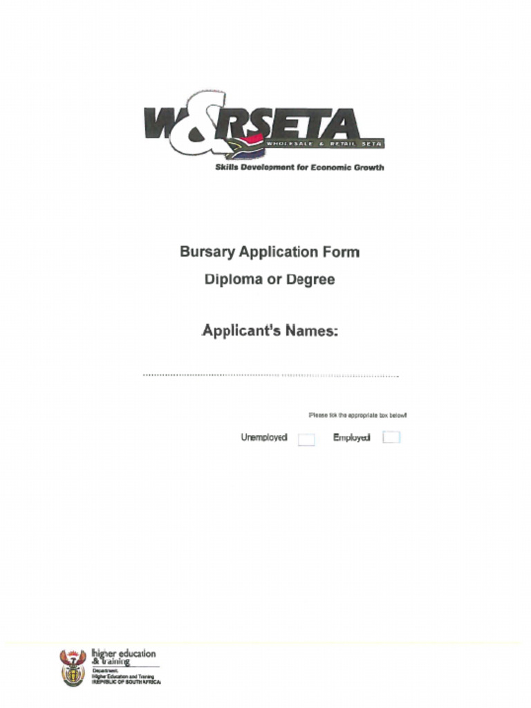 Wrseta Application Bursary Form Latest | PDF