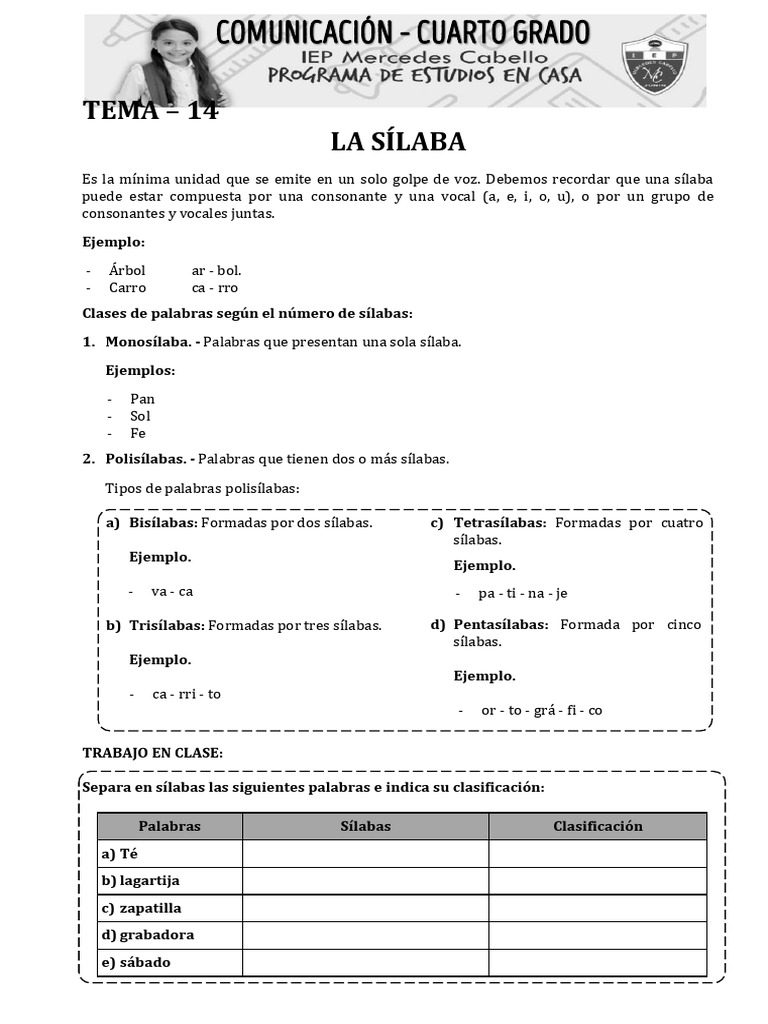 Tema 14 - La Silaba | PDF
