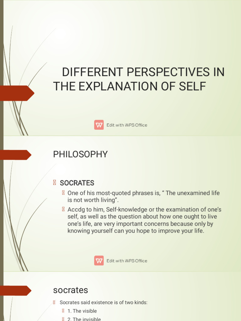 Different Perspectives in The Explanation of Self | PDF | Philosophy Of ...