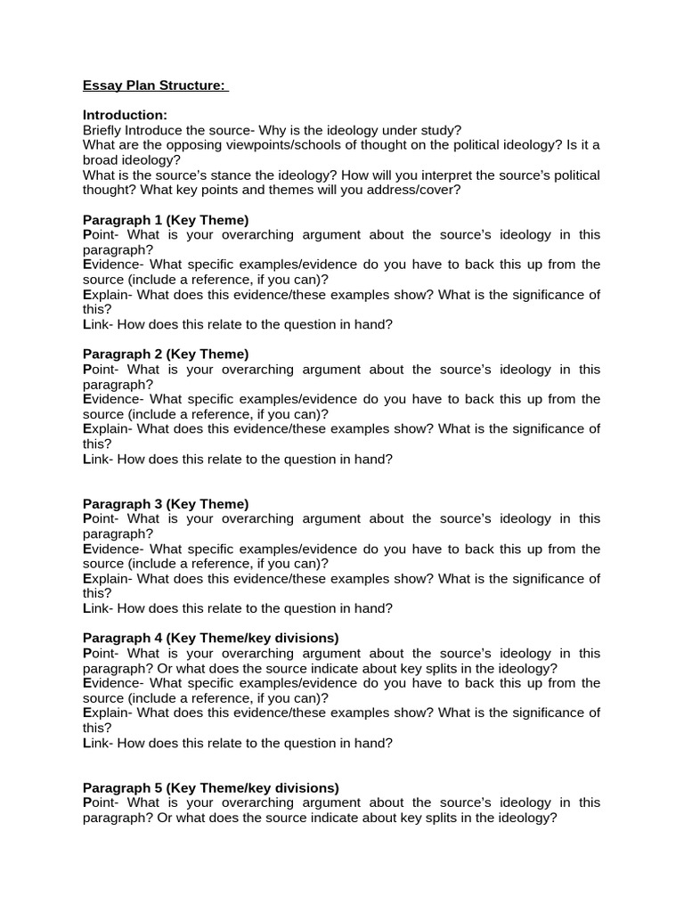 Essay Plan Structure (1) | PDF | Essays
