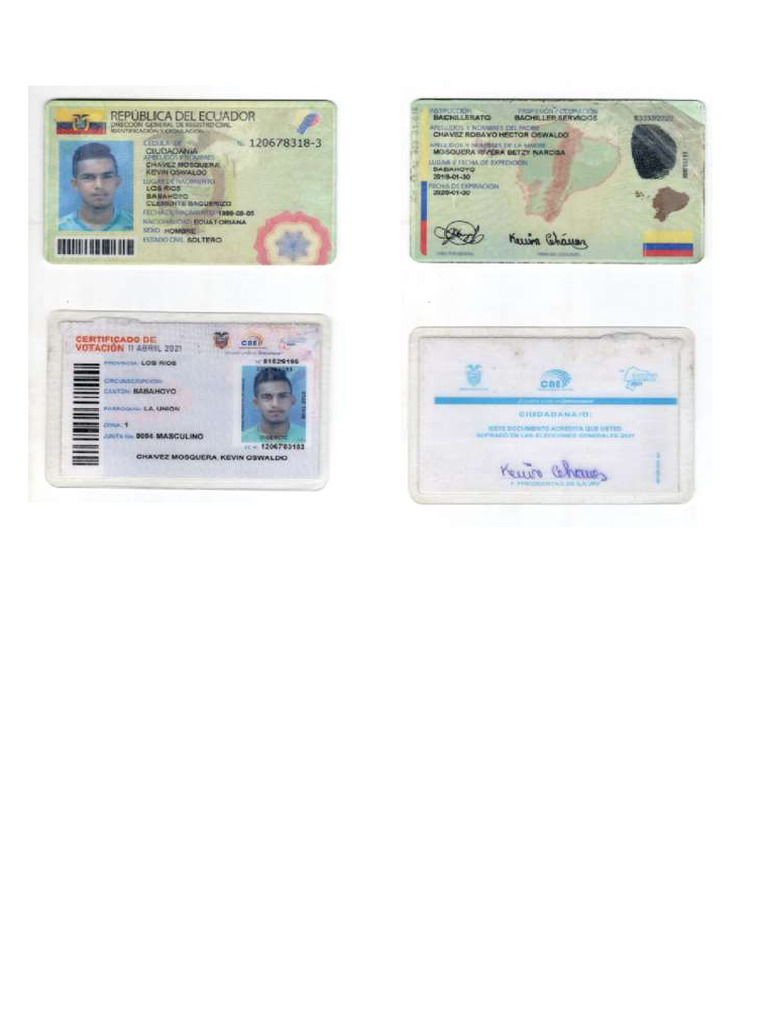 Cedula Chavez Mosquera Kevin Oswaldo | PDF