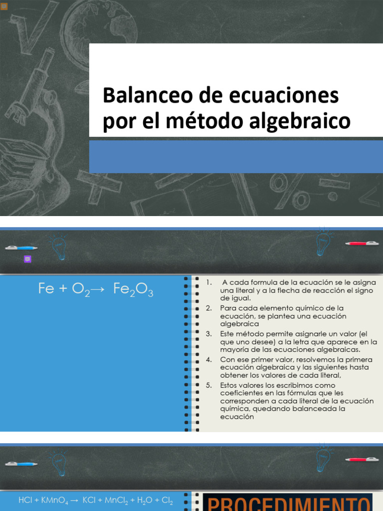 Balanceo de Ecuaciones Químicas Algebraico | PDF