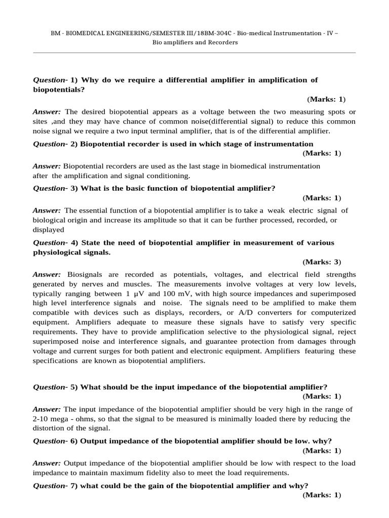 IV - Bio Amplifiers and Recorders | PDF | Amplifier | Operational Amplifier