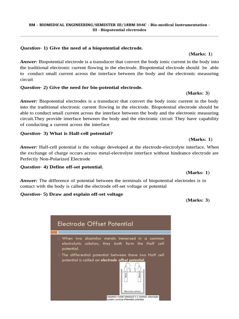 III - Biopotential Electrodes | PDF | Ph | Electricity