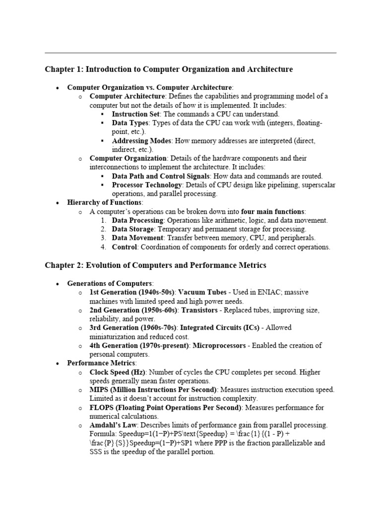 Computerarchitecture and Organization Summary | PDF | Central Processing Unit | Computer Data ...