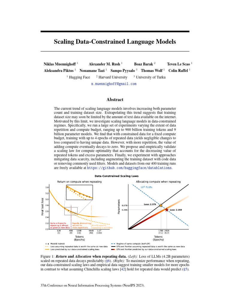 Scaling Data Constrained Language Models Pdf Applied Mathematics 