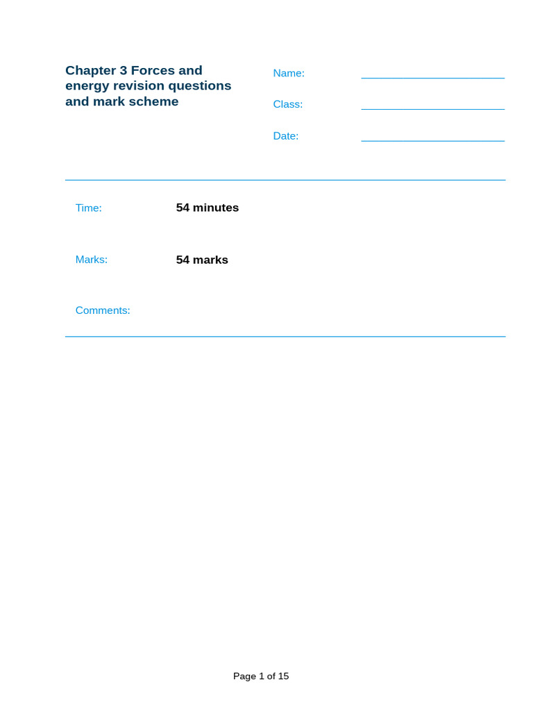 Chapter 3 Forces and energy revision questions | PDF | Force | Mass