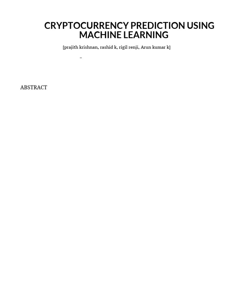 Cryptocurrency Prediction Using Machine Learning IJERTCONV11IS03014 ...