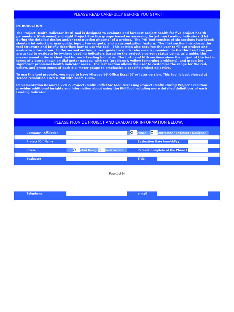 Project Health Indicator Version 1.0 - 09-25-06 | PDF | Risk | Information