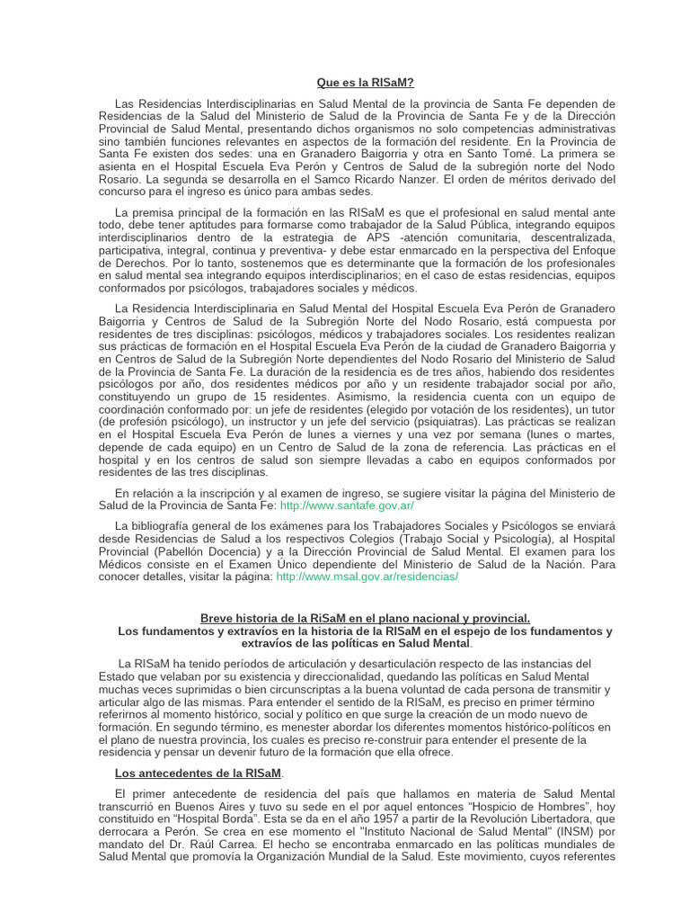 Historia RISaM | PDF | Trabajo Social | Salud mental