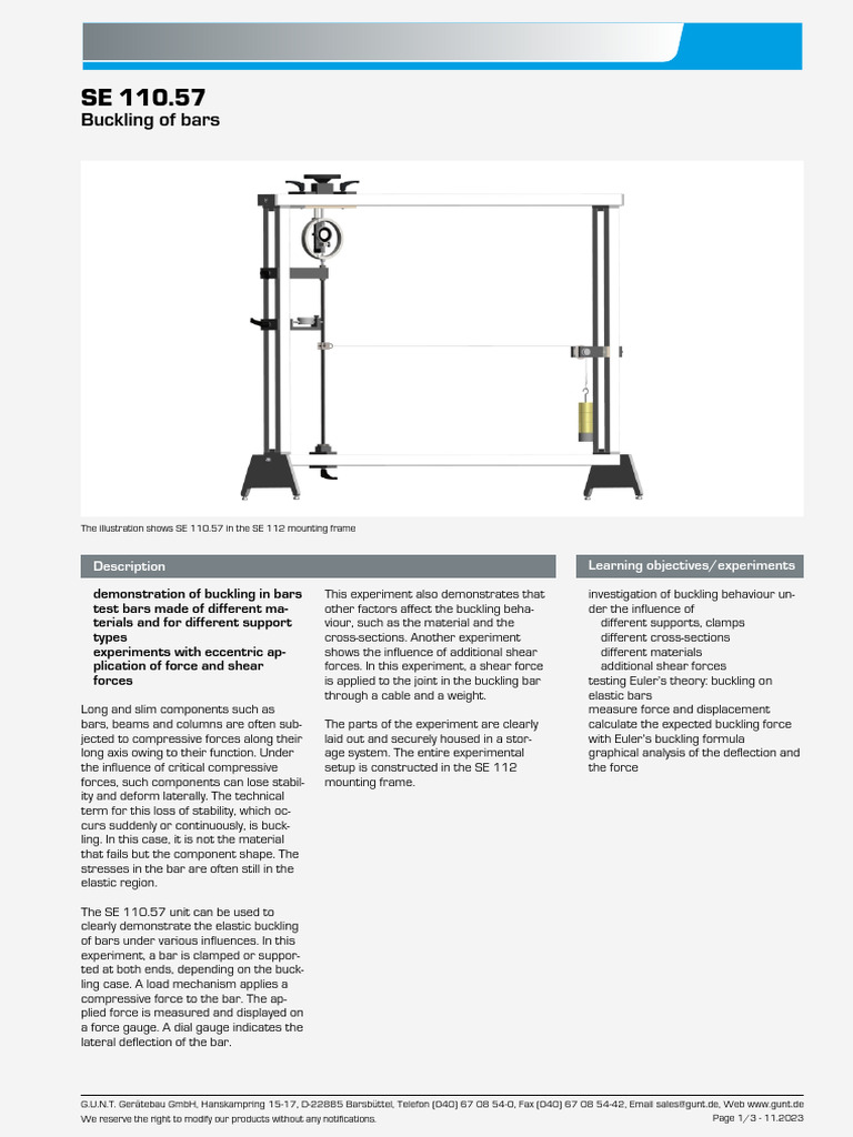 Elastic Buckling of Bars Experiment | PDF | Buckling | Materials