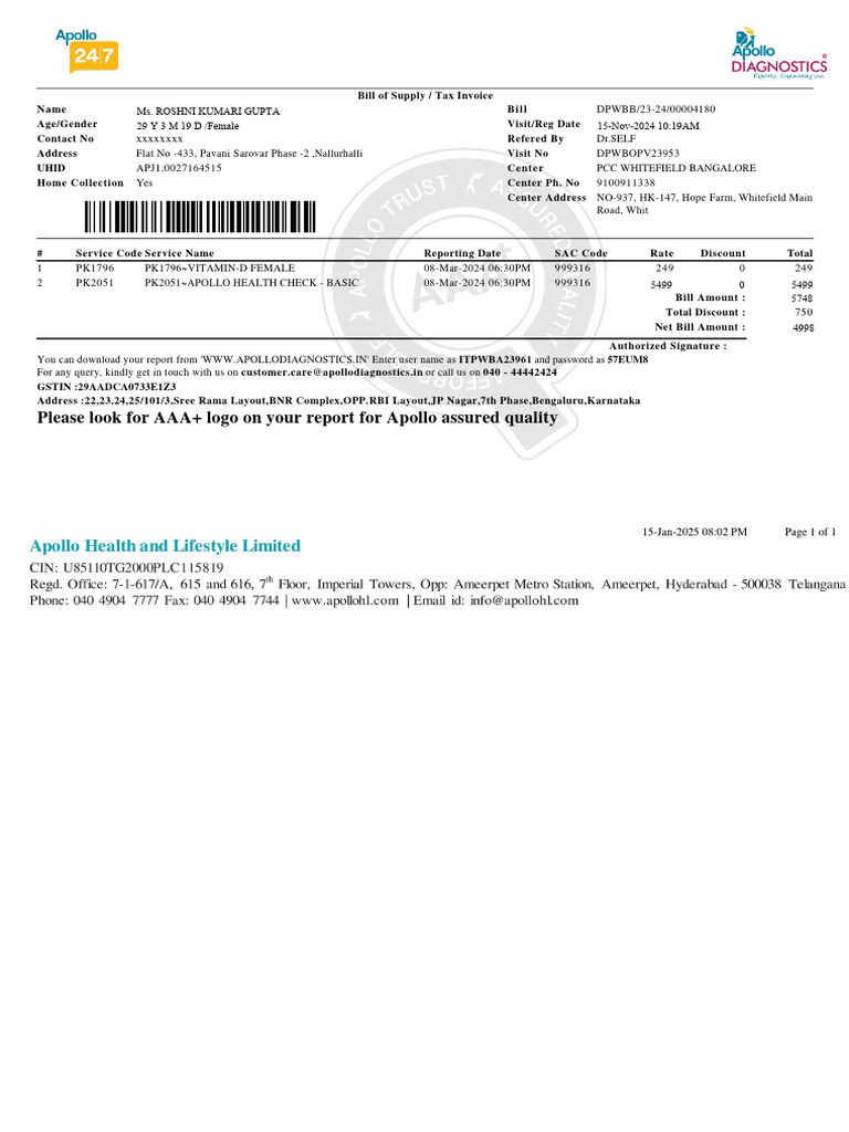 PatientReceiptNew Roshni Gupta | PDF