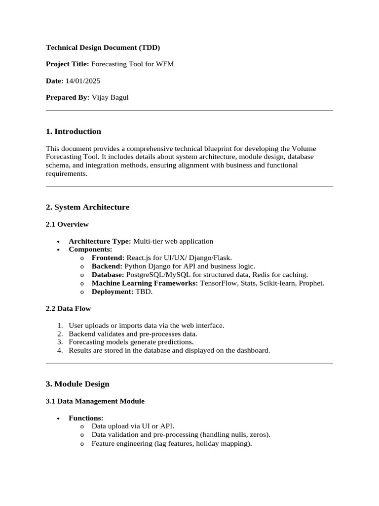 TDD Forecasting Tool v1 | PDF | Databases | User Interface