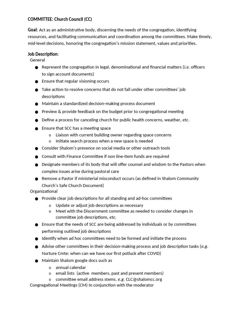 Church Council | PDF | Committee