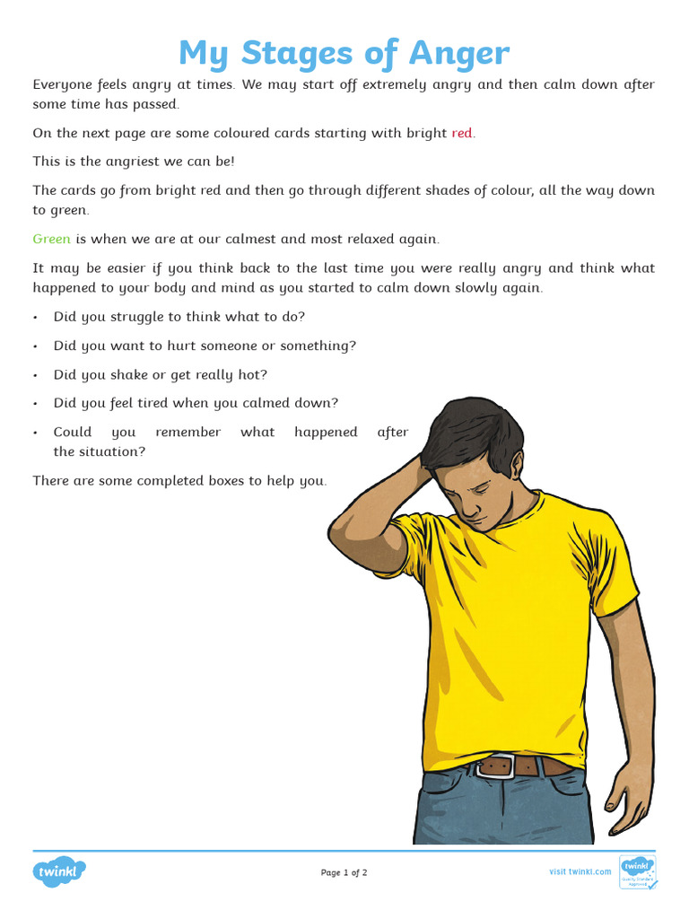 My Stages of Anger Activity Sheet | PDF