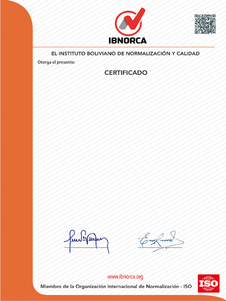 Certificado Vida Util Frutas