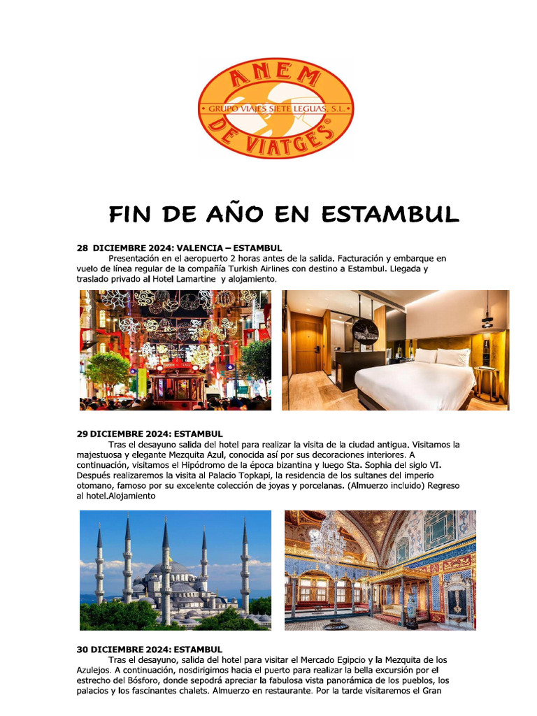 Fin de Año en Estambul 2024 | PDF