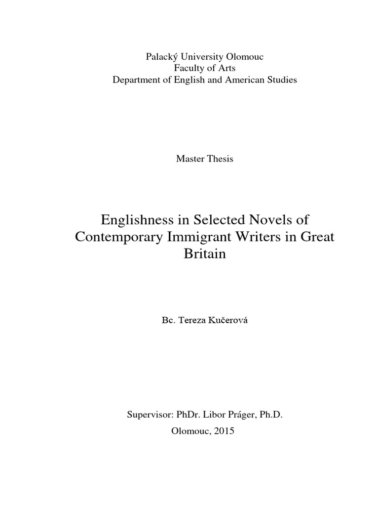 Englishness in Selected Novels of Contemporary Immigrant | PDF ...