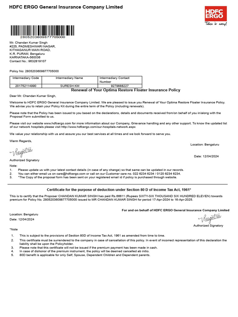 Insurance Renewal Confirmation | PDF | Insurance | Taxes