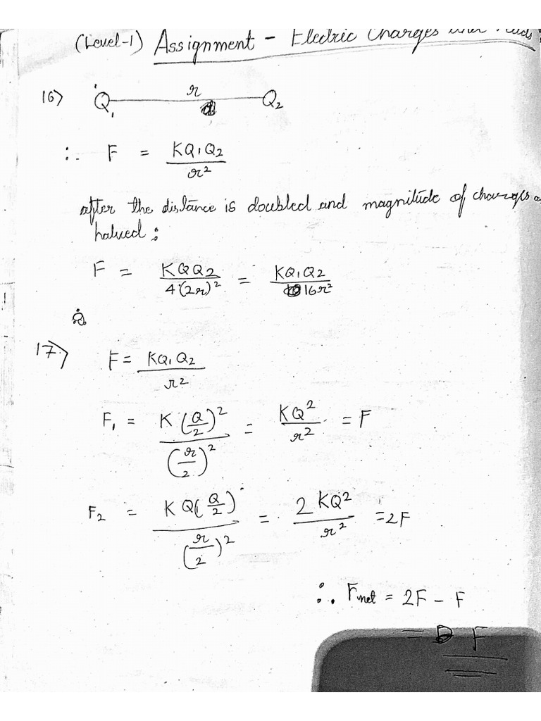 Electric Charges and Feilds Assignment (NUMERICALS) | PDF