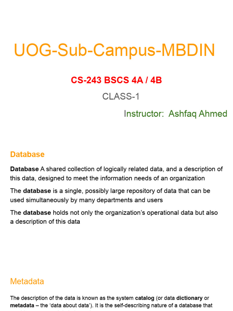 01 Uog Sub Campus Mbdin | PDF | Databases | Information Science