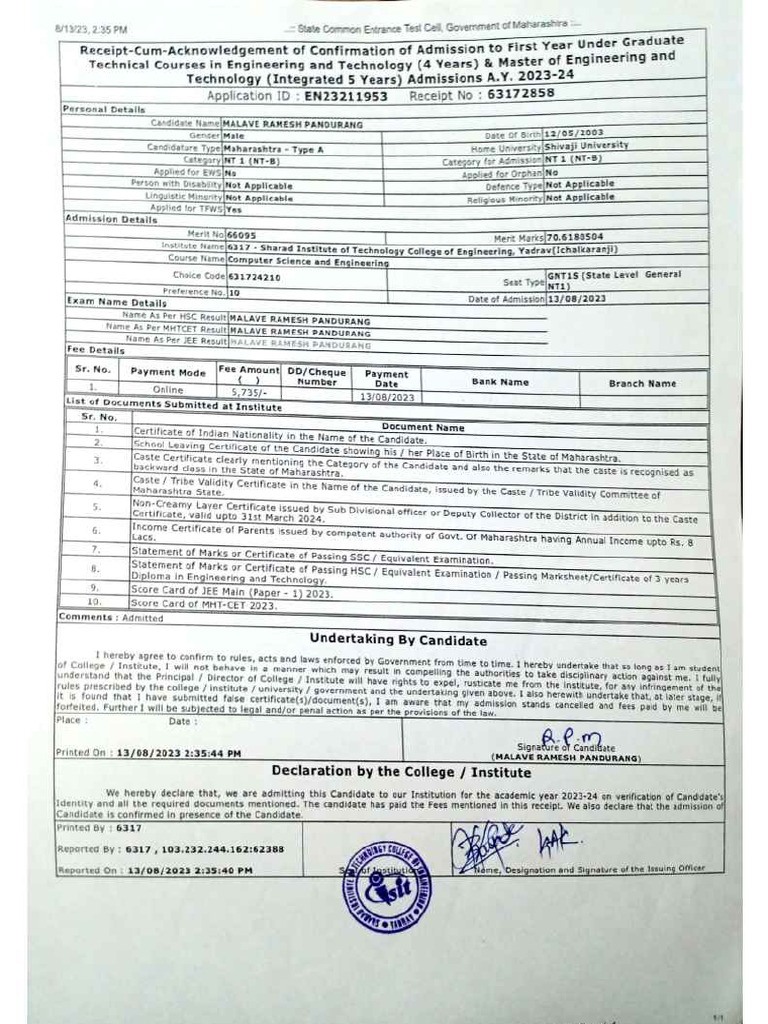 Adm Letter | PDF