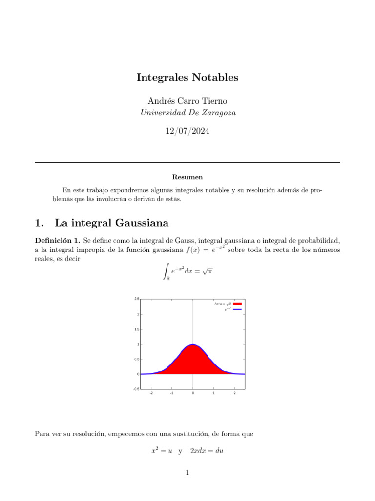 Integrales Notables y Gaussianas | PDF | Integral | Logaritmo