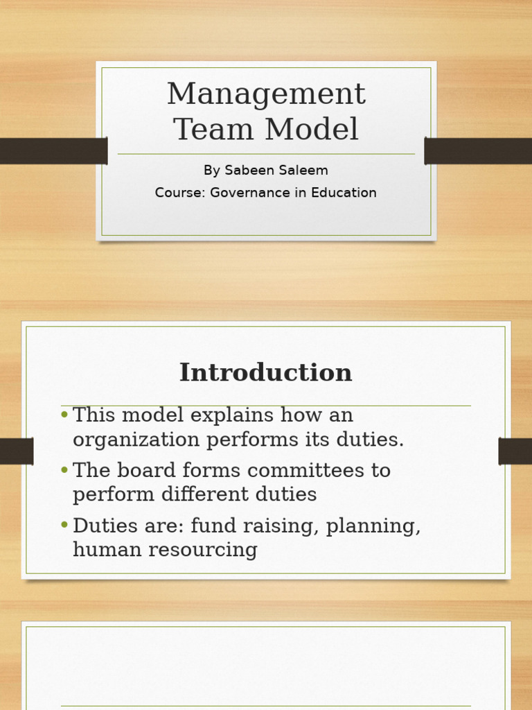 Management Team Model | PDF