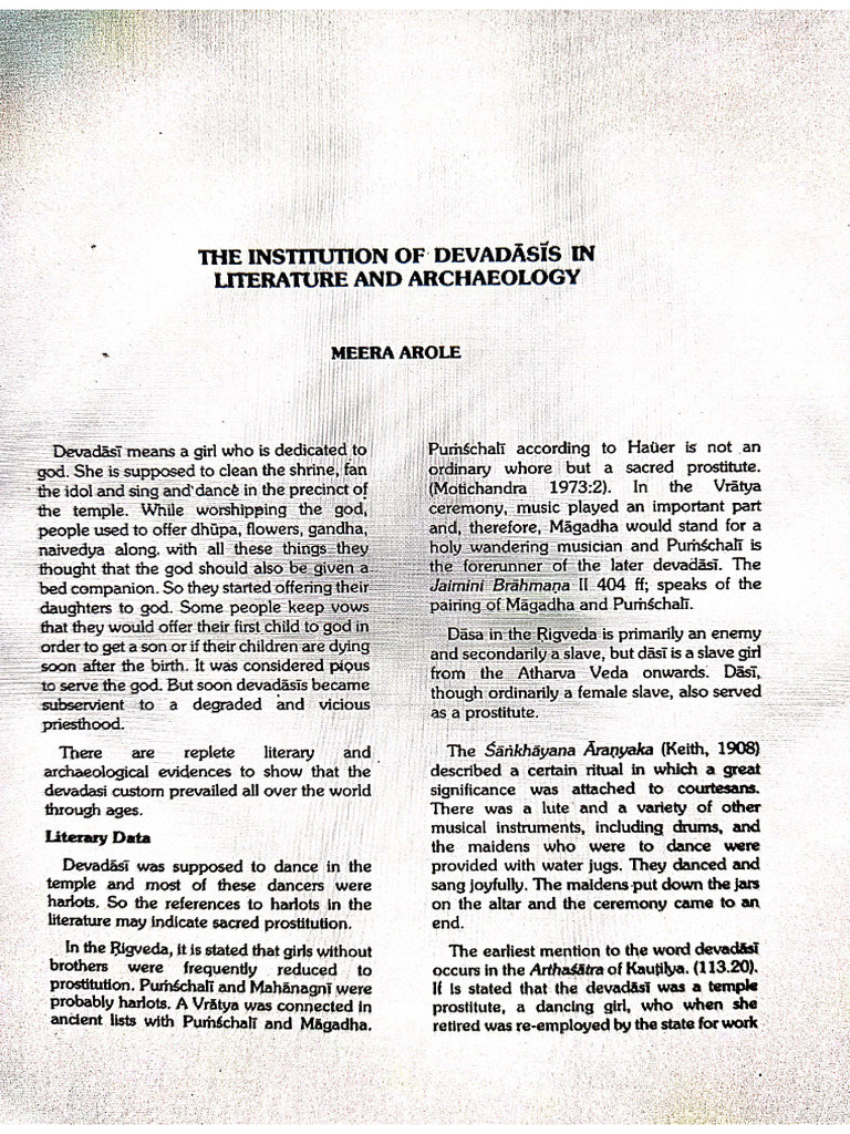 Devadasis in Archaeology | PDF