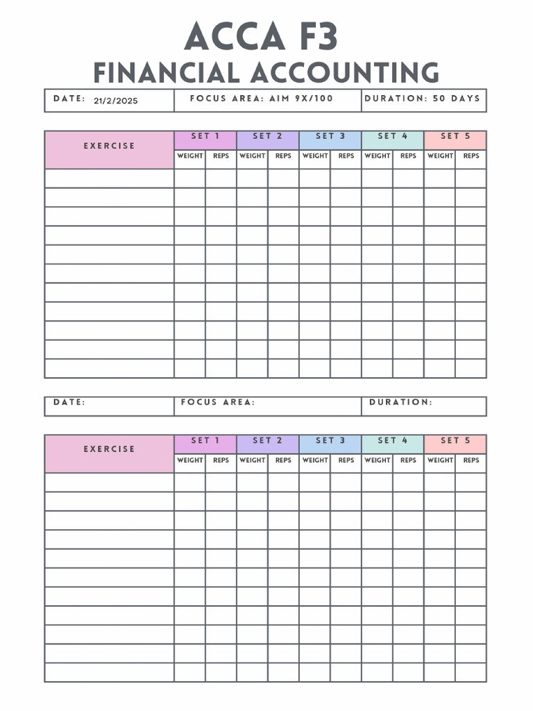 Colorful Clean Rainbow Fitness Log Workout Planner | PDF