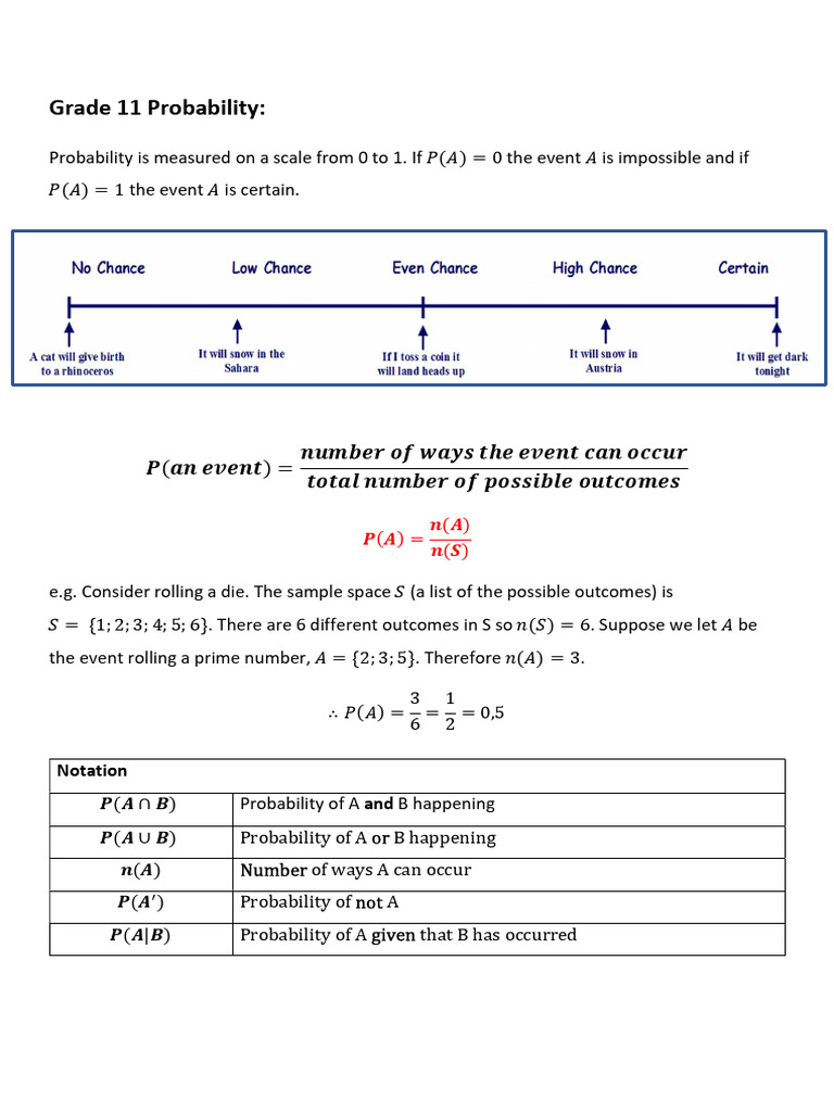 Gr 11 Probability | PDF | Probability | Mathematics