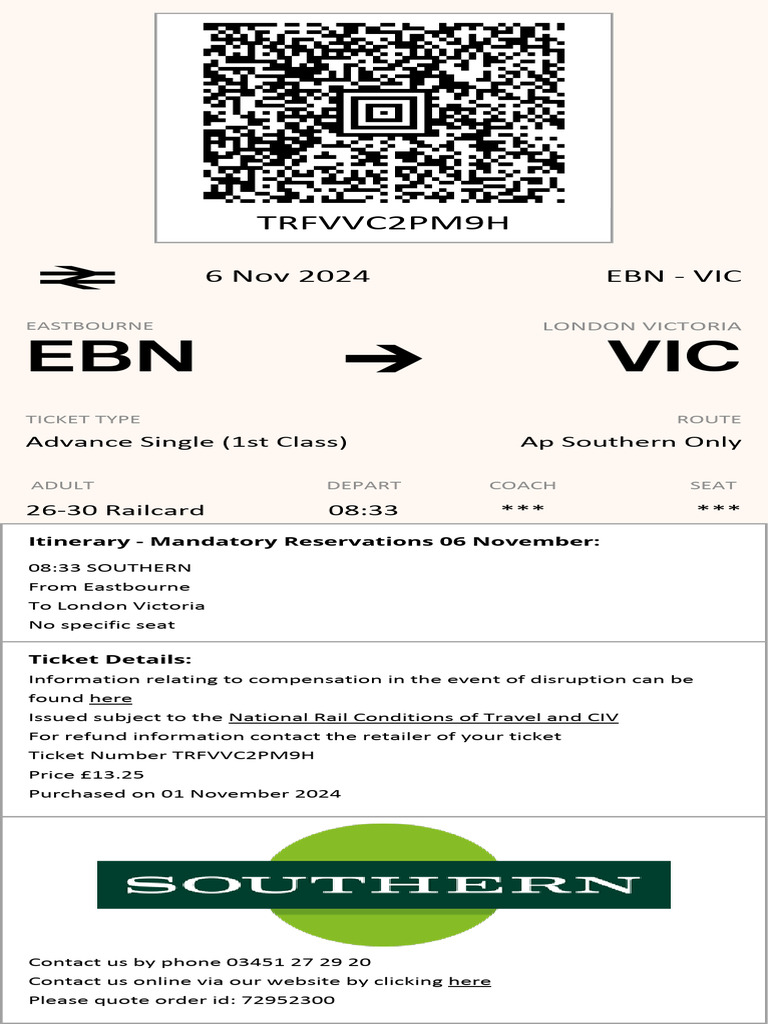 Eastbourne to London Victoria Ticket | PDF