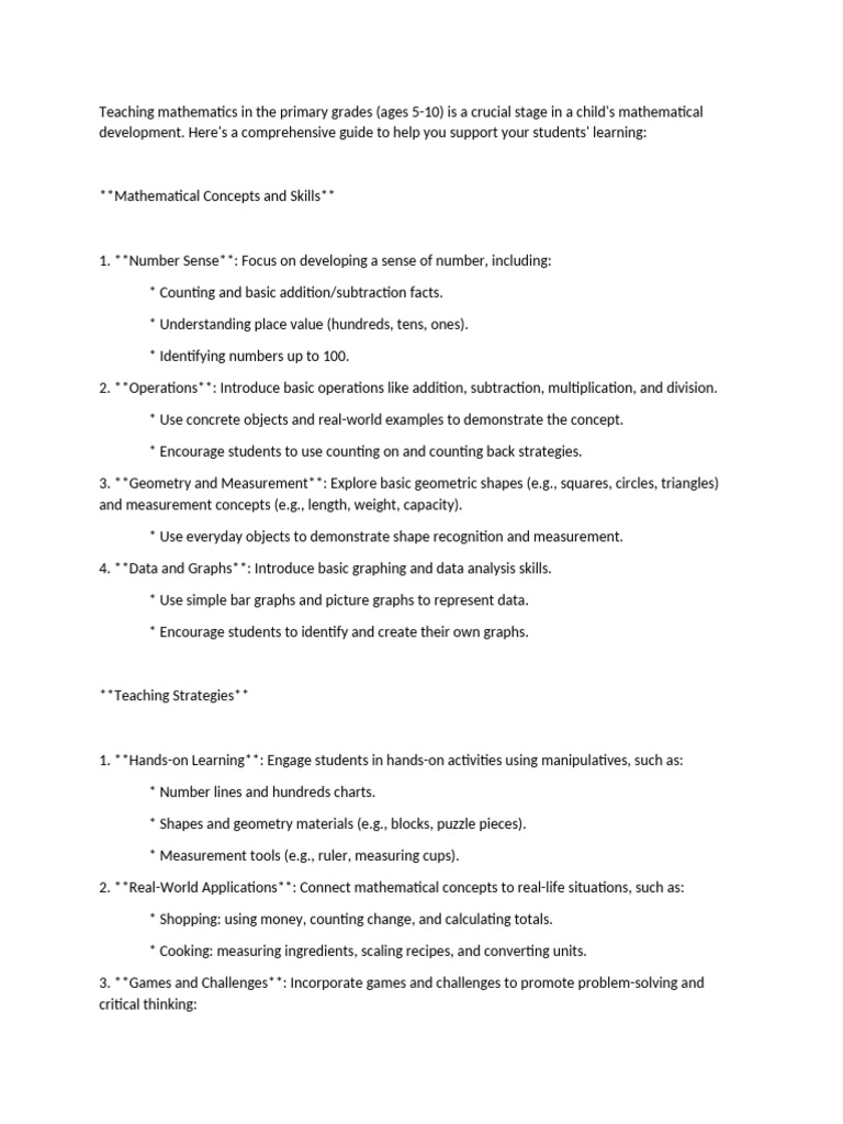 Teaching Mathematics in The Primary Grades | PDF | Shape | Educational ...
