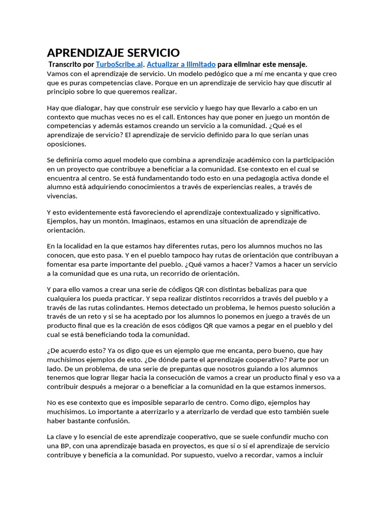 Curso de Aprendizaje-Servicio en Español | PDF | Cognición | Aprendizaje