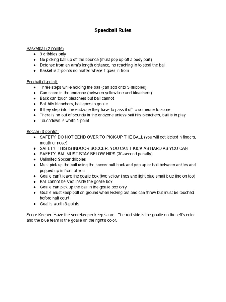 Speedball Rules | PDF