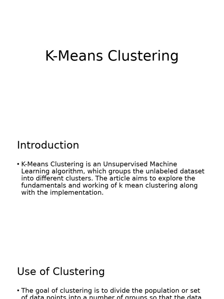 K-Means Clustering | PDF | Cluster Analysis | Applied Mathematics